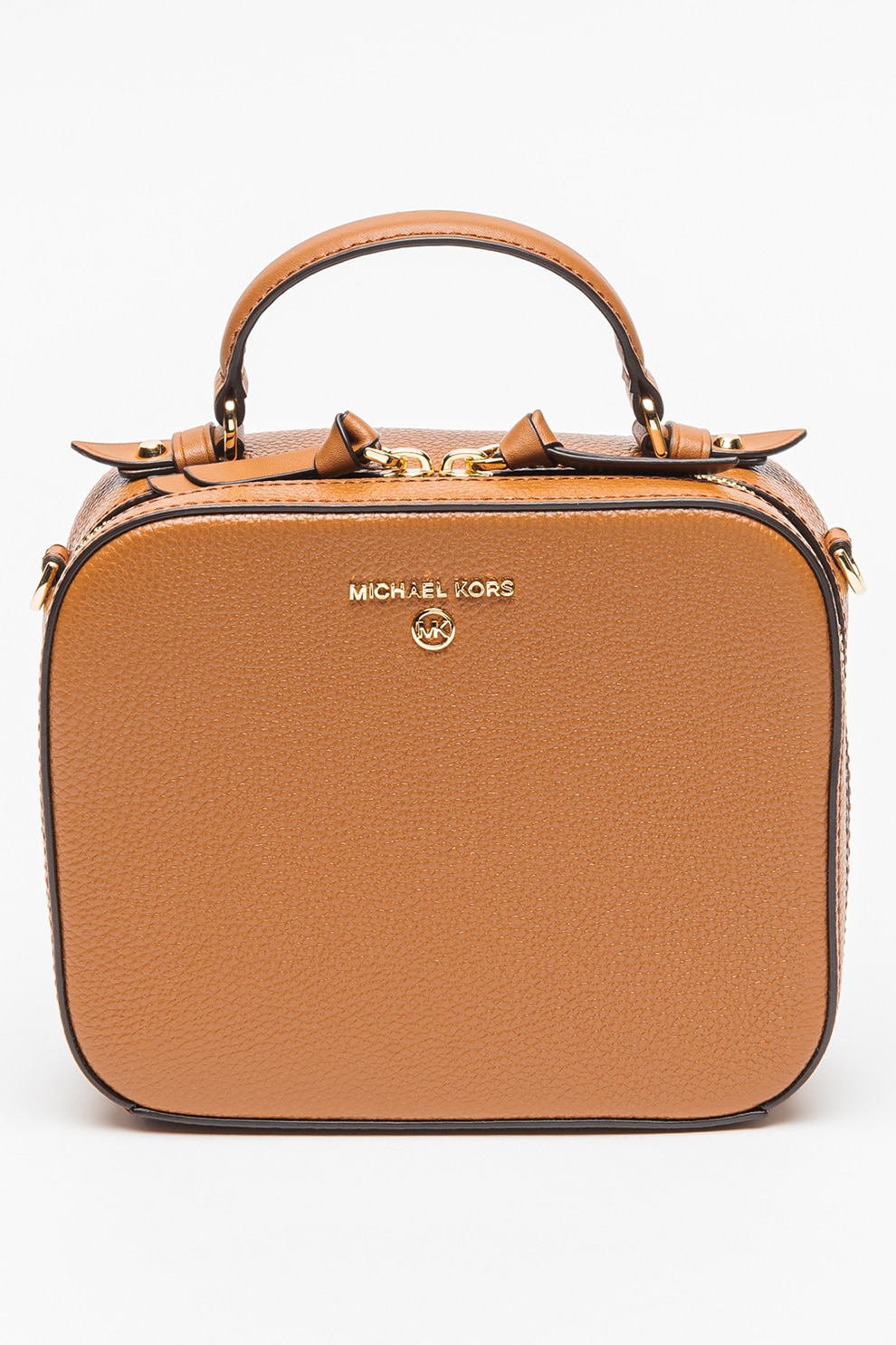 Michael Kors, Geanta de piele cu maner si aplicatie logo metalica, Maro ...