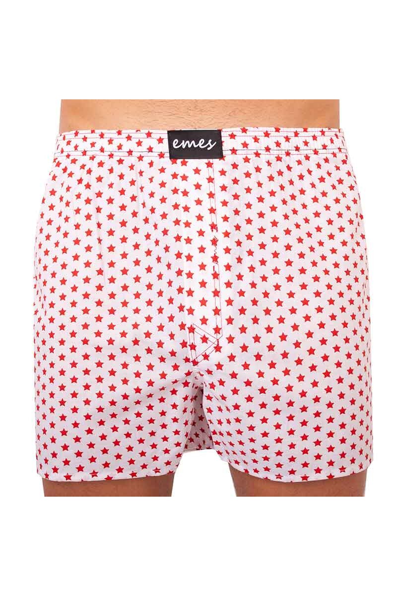Boxeri barbati Emes Stars, Bumbac, Alb/Rosu, M - eMAG.ro