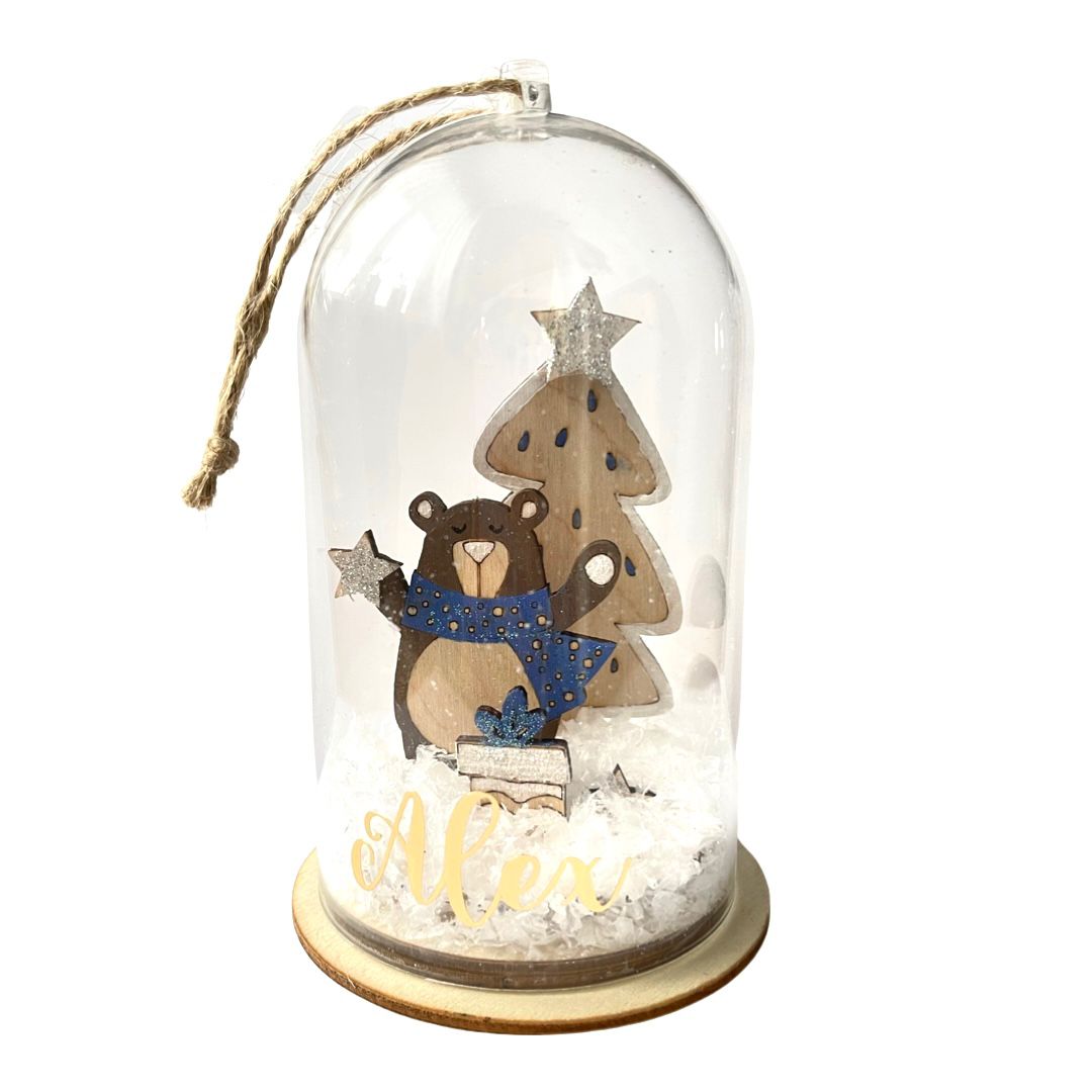 Cupola din plastic transparenta, personalizata cu nume, zapada ...