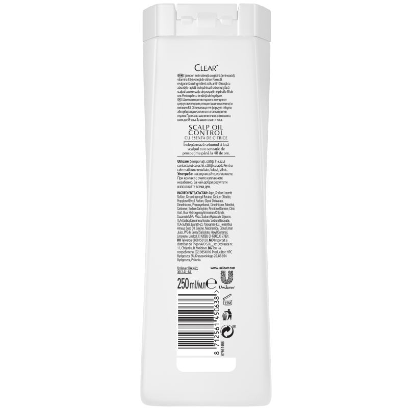 Sampon Clear Scalp Oil Control pentru par gras, 250 ml - eMAG.ro
