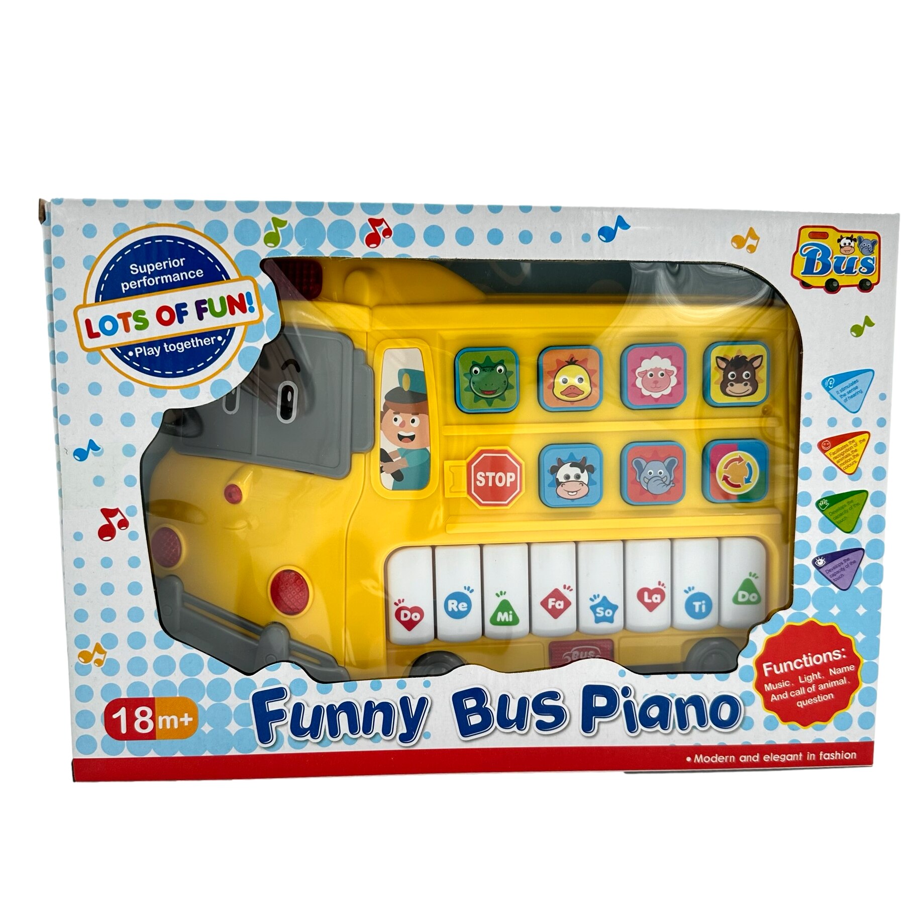 Jucarie muzicala educativa, Autobuz didactic, pentru copii cu lumini si ...