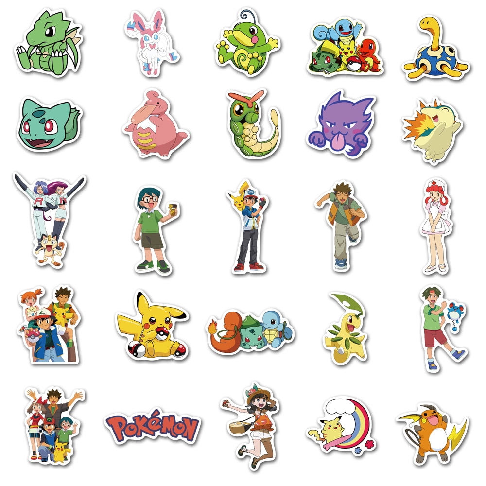 OEM Pokemon matrica készlet, 100 db, 1.5-4", vízálló, Többszínű - eMAG.hu