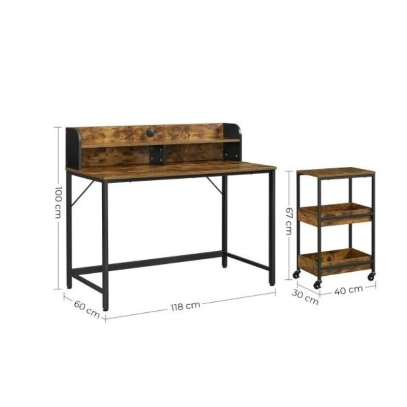 Birou pentru computer Lorens, Lemn/Metal, 118x60x100 cm, Maro - eMAG.ro