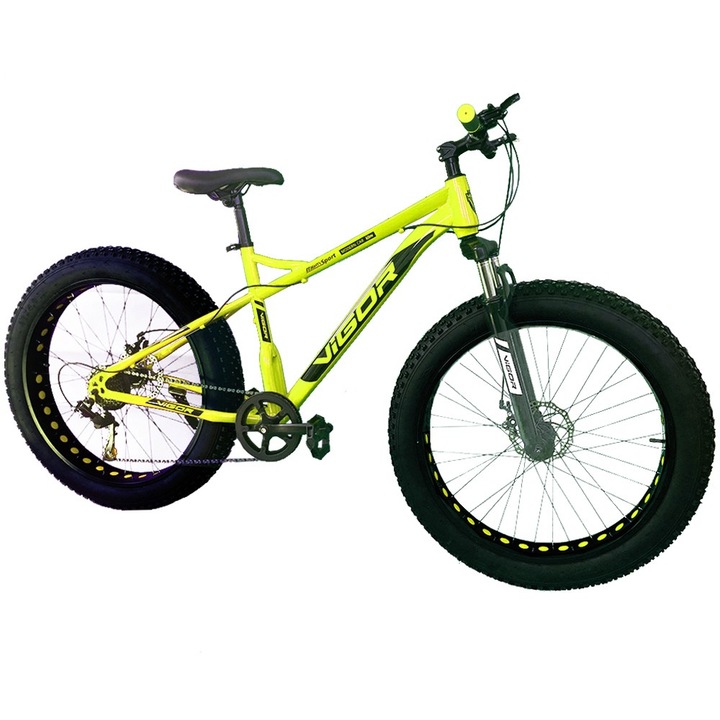 Bicicleta FAT BIKE, Vigor B50-yellow, 19", galben, 7 x 1 Viteze, Roata ...