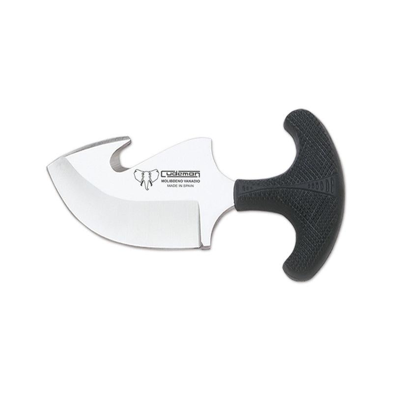 Cutit de vanatoare, Cudeman, Otel/Cauciuc, 12.5 cm, Argintiu/Negru ...