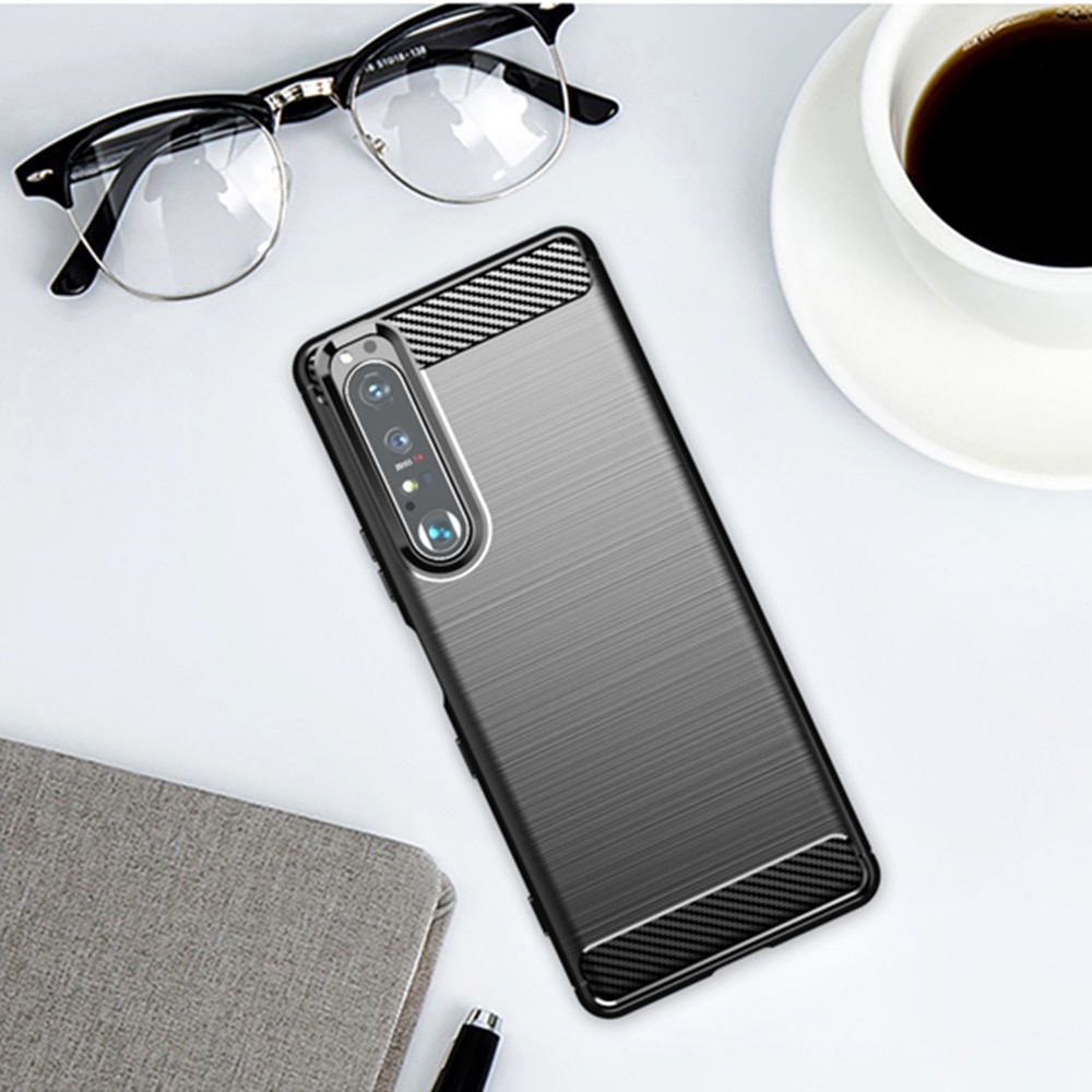 Telefon tok Sony Xperia 1 III-hoz, TPU Carbon, Techsuit, fekete - eMAG.hu