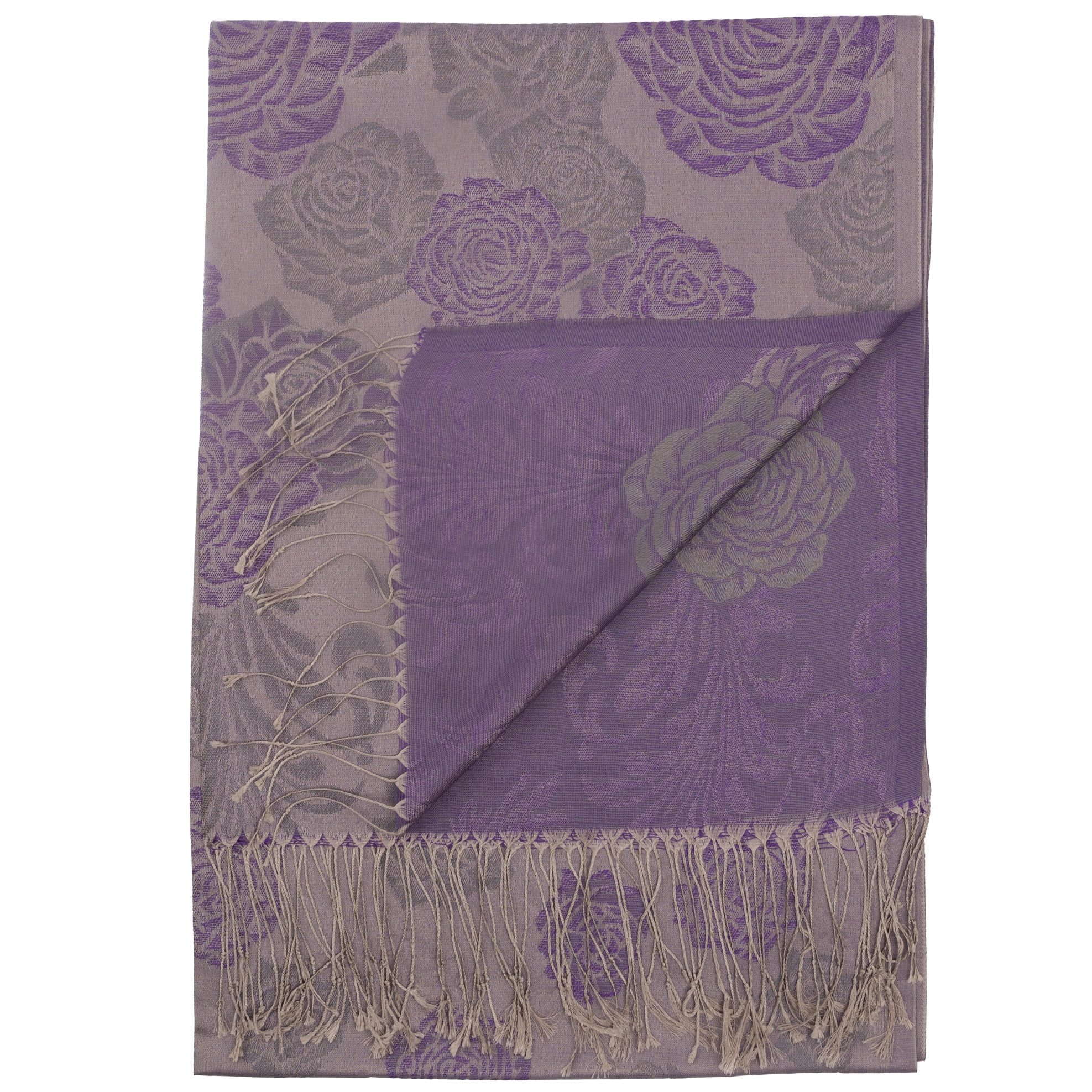 Lila sál, Pashma, rózsa mintás, 170 cm x 70 cm - eMAG.hu