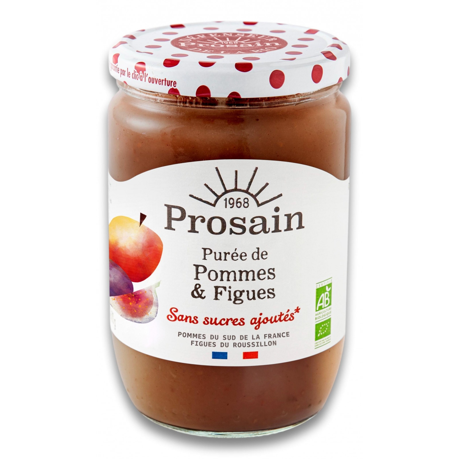 Piure de mere si smochine bio fara zahar Prosain, 620 g - eMAG.ro