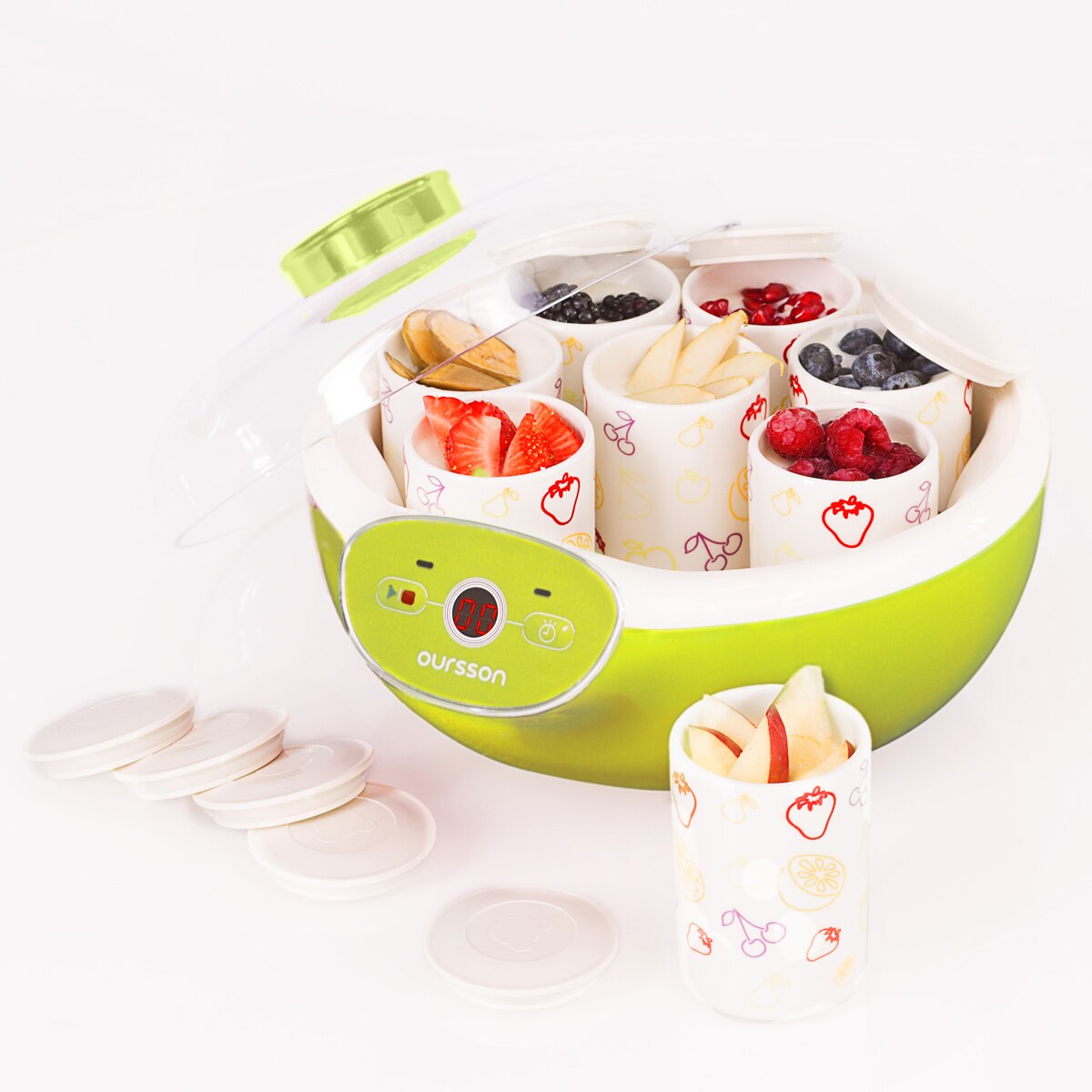 Iaurtiera Oursson FE1105/GA, 1L, LCD, Functie fermentare, 8 recipiente ...