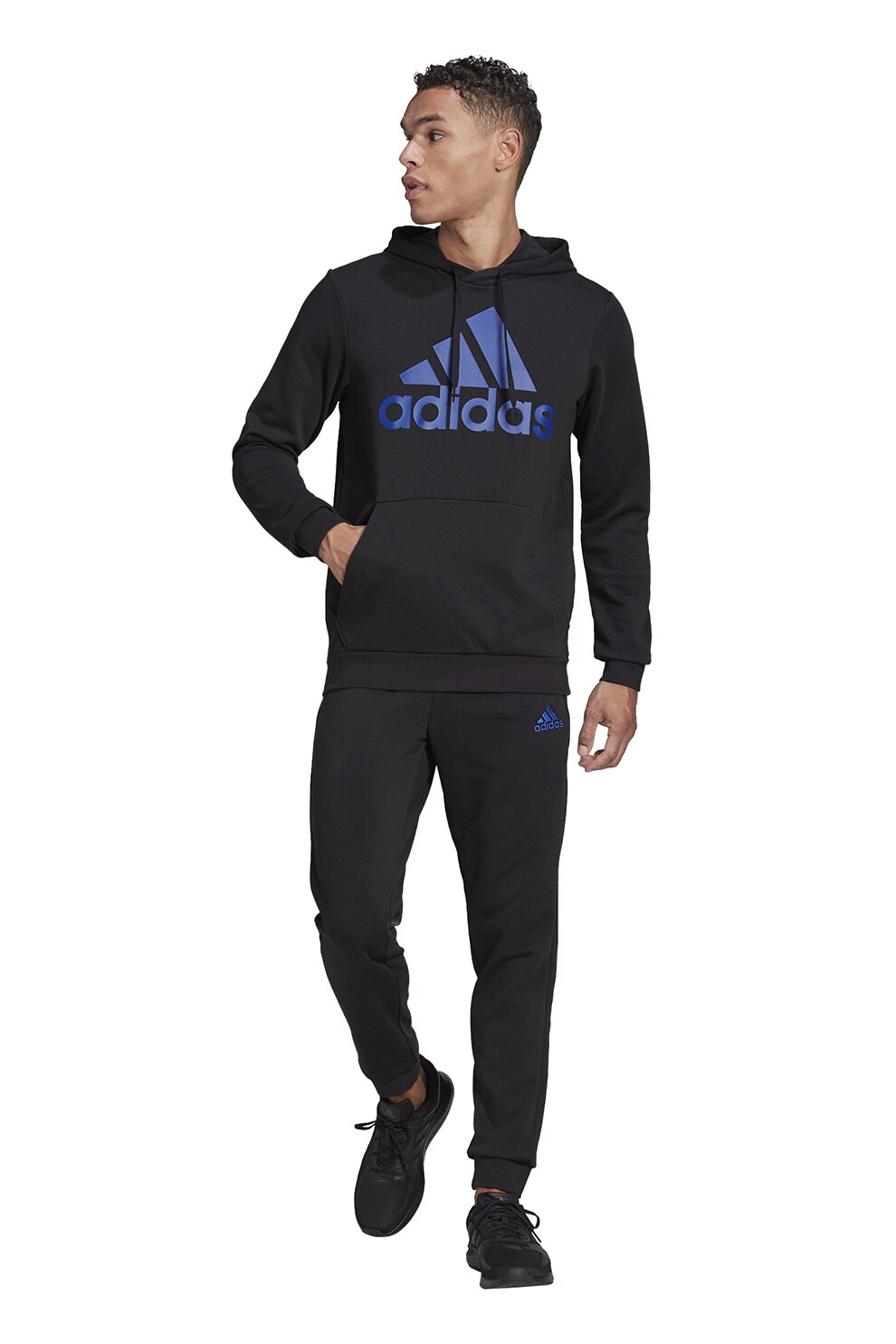 adidas Sportswear, Тренировъчен спортен екип с лого, Черен, Кралско ...