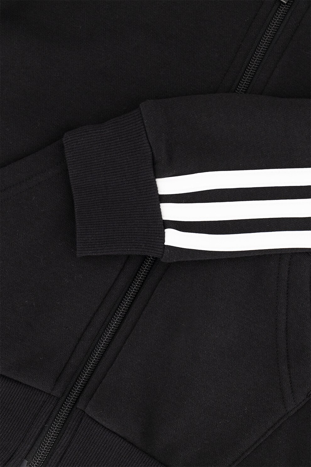 adidas Sportswear, Hanorac cu fermoar 3 STRIPES ESSENTIALS, Negru, 110 ...