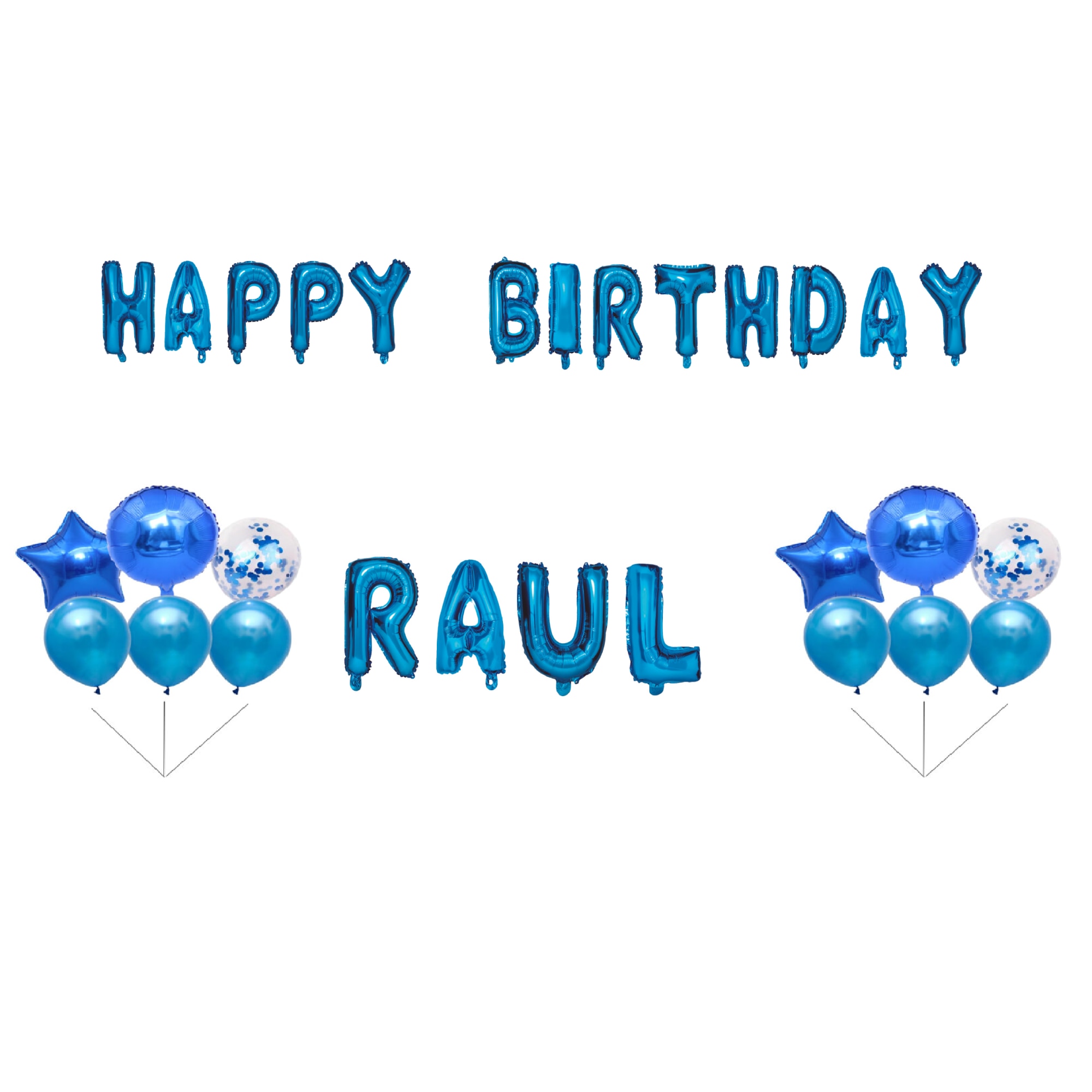 Raul Happy Birthday Balloons Set, Cake topper, Blue, 35 бр - eMAG.bg