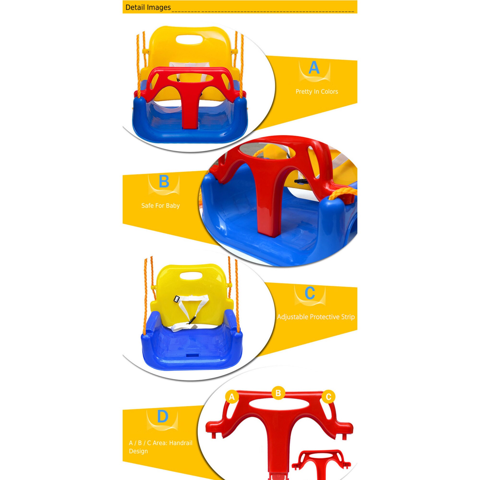 Leagan copii 3 in 1, 119 cm, Greutate max. 25 kg, Multicolor - eMAG.ro
