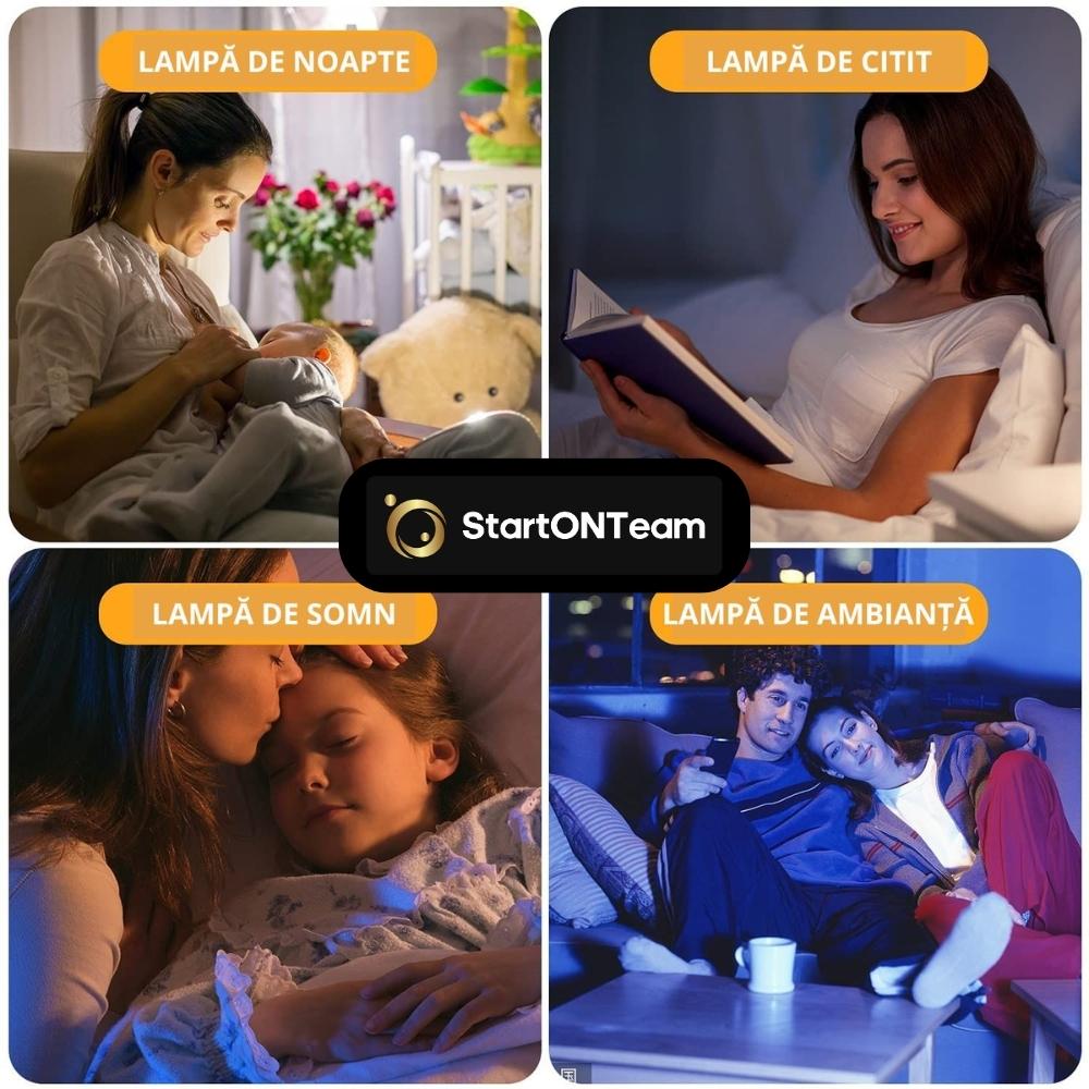 Lampa LED Inteligenta StartONTeam, Radio FM cu Ceas si Alarma, Simulare ...