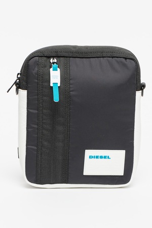 Diesel, Geanta crossbody cu bareta detasabila Discover, Negru/Alb - eMAG.ro