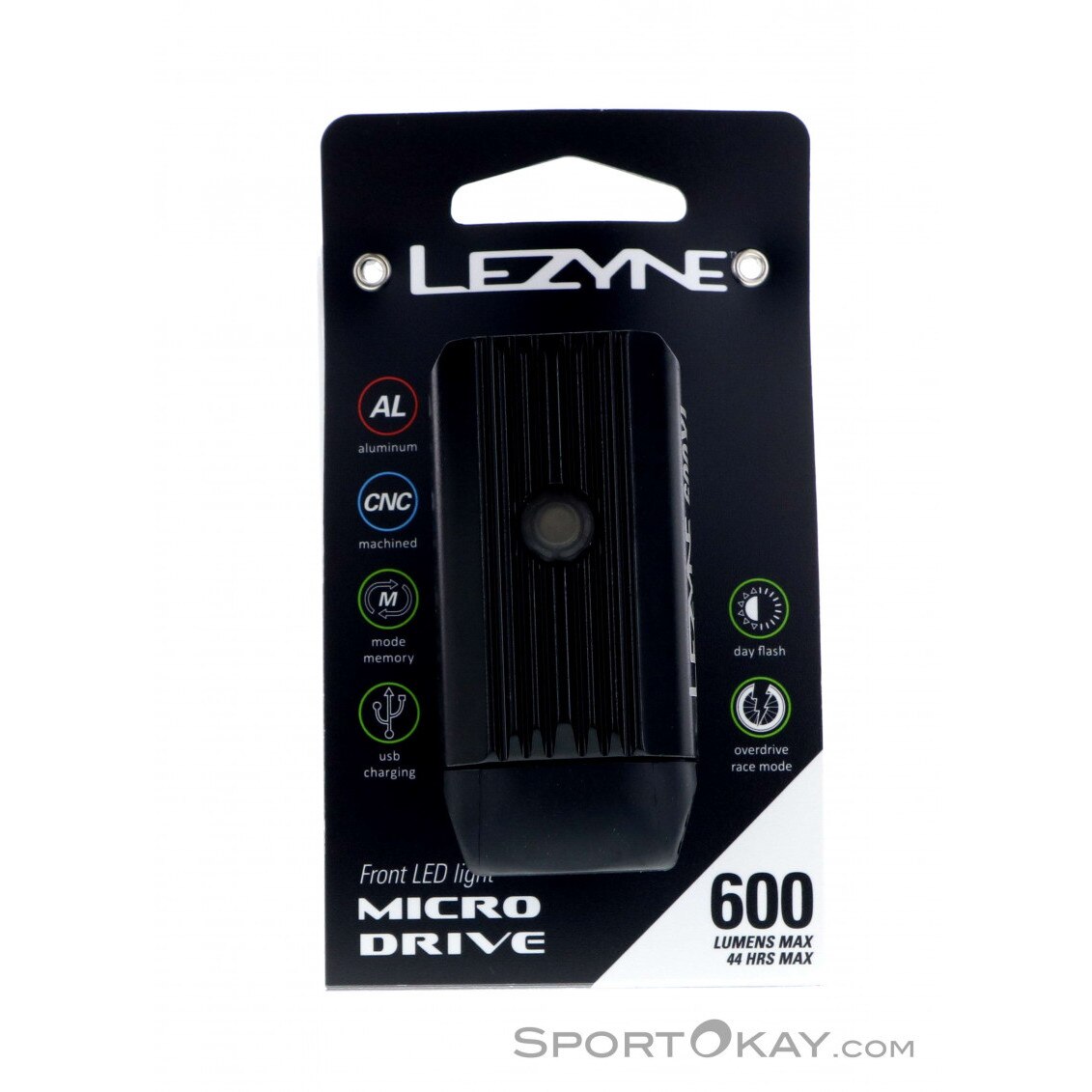 Far profesional Lezyne Micro Drive 600xl, 9 moduri, negru - eMAG.ro
