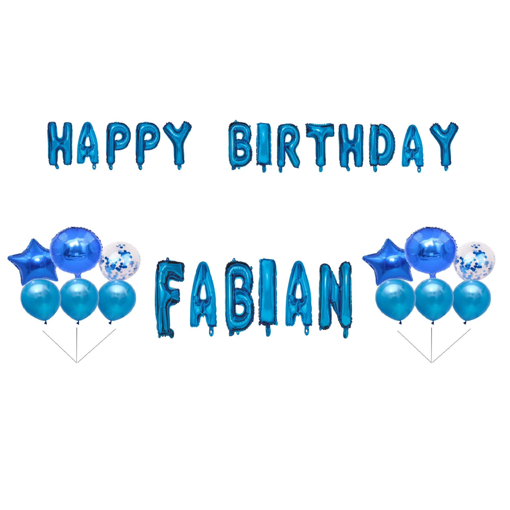 Set Baloane Happy Birthday Fabian, Cake topper, Albastru ,35Buc - eMAG.ro