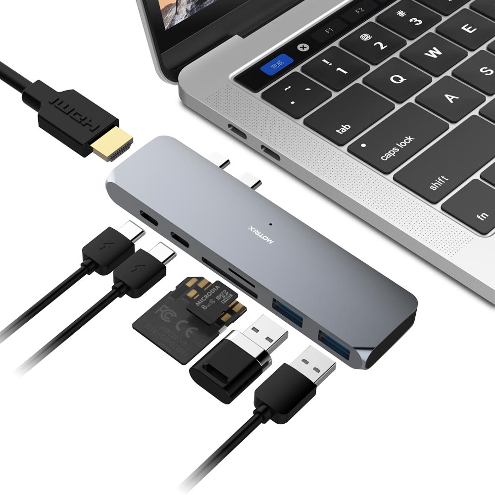 Hub adaptor Motrix dual Thunderbolt pentru MacBook Pro / Air - eMAG.ro