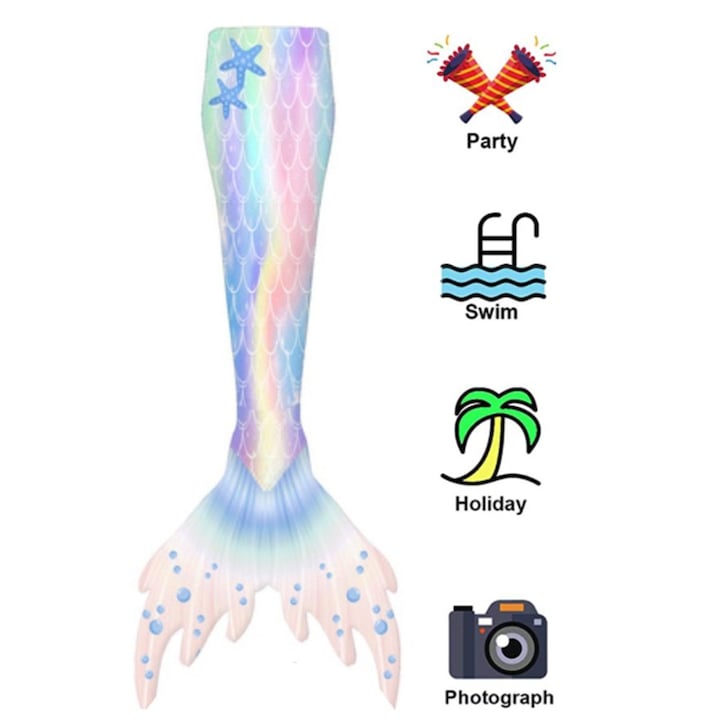 Costum de baie Sirena THK®, Roz- Stele de mare, 150 cm - eMAG.ro