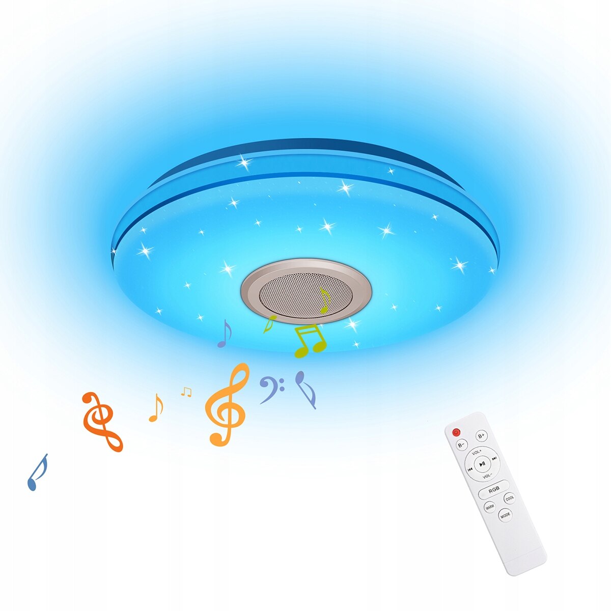 Plafoniera LED cu telecomanda, KingSo, 24 W, Bluetooth, Alb - eMAG.ro