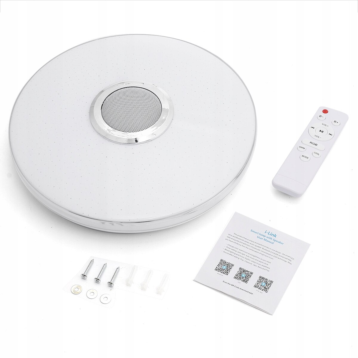 Plafoniera LED cu telecomanda, KingSo, 24 W, Bluetooth, Alb - eMAG.ro