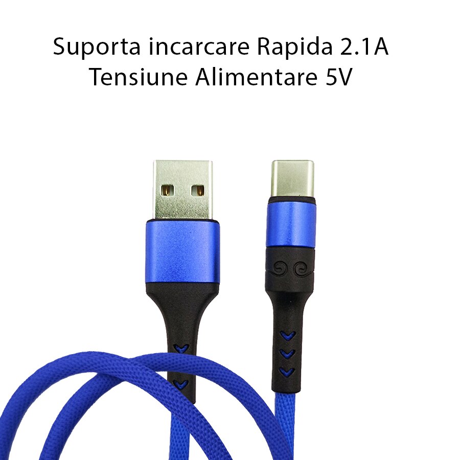 Cablu de date Tip C, Incarcare Rapida 5V/2.4A, 12W, Kubetron, 1m, USB ...