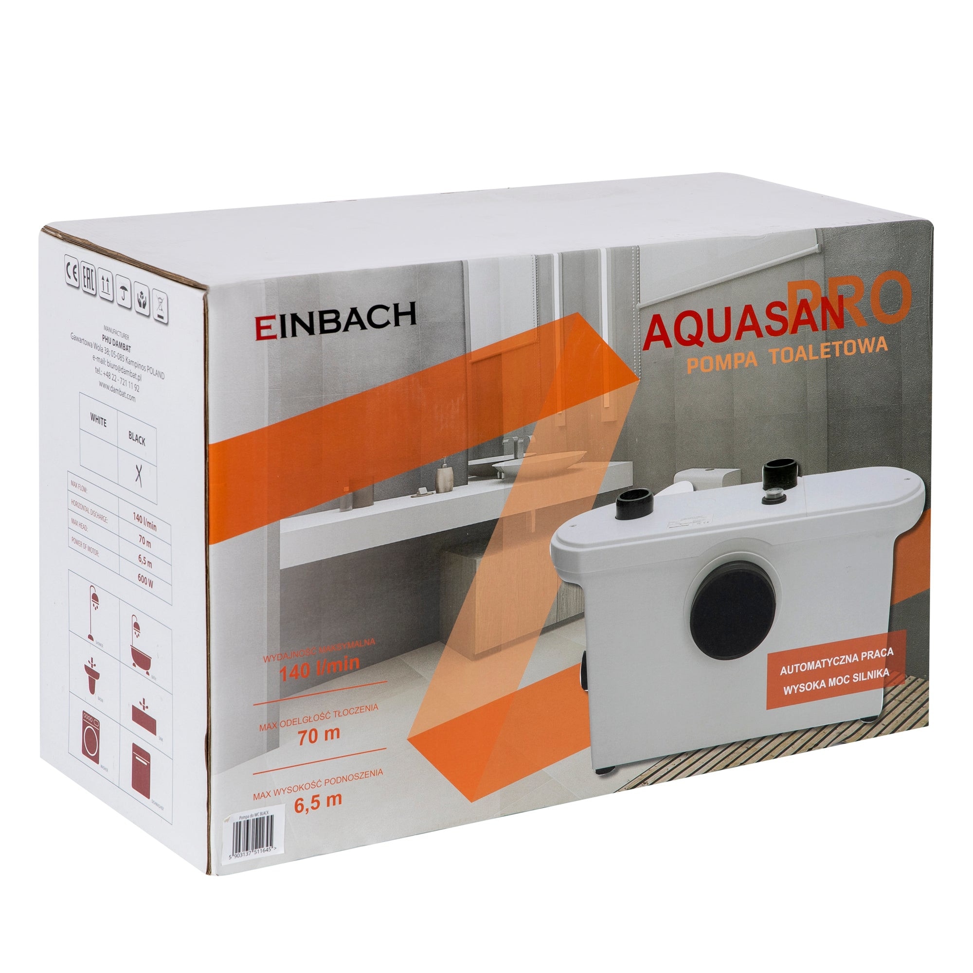 Pompa cu tocator WC IBO Dambat AquaSan PRO, 600W, 140 l/min - eMAG.ro