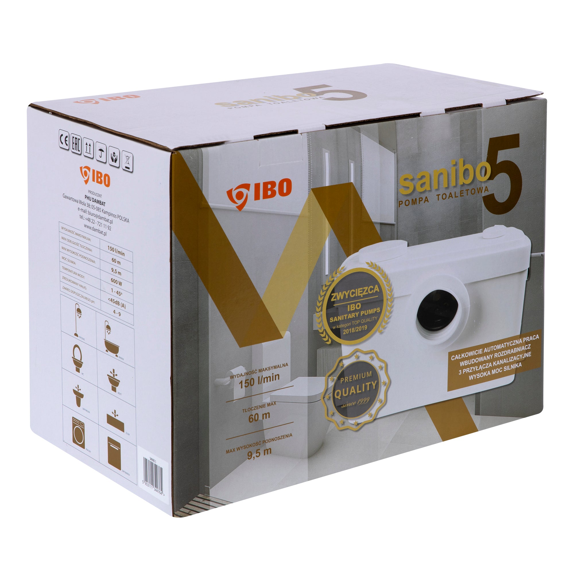 Pompa cu tocator WC IBO Dambat Sanibo5, 600W, 150 l/min - eMAG.ro