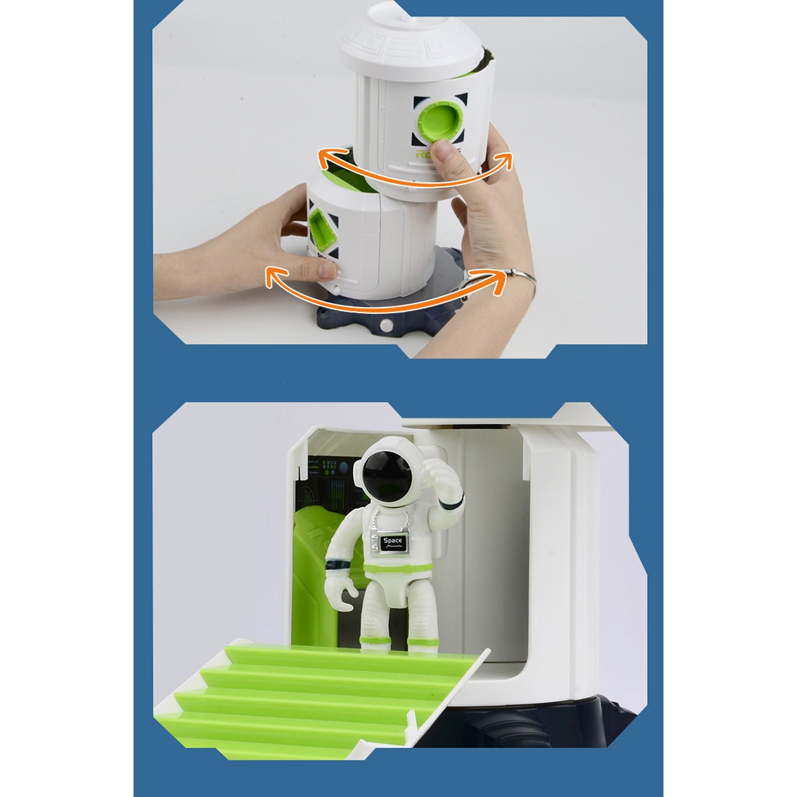 Statie spatiala cu lumini si sunete, 2 module rotative, trape, camere ...