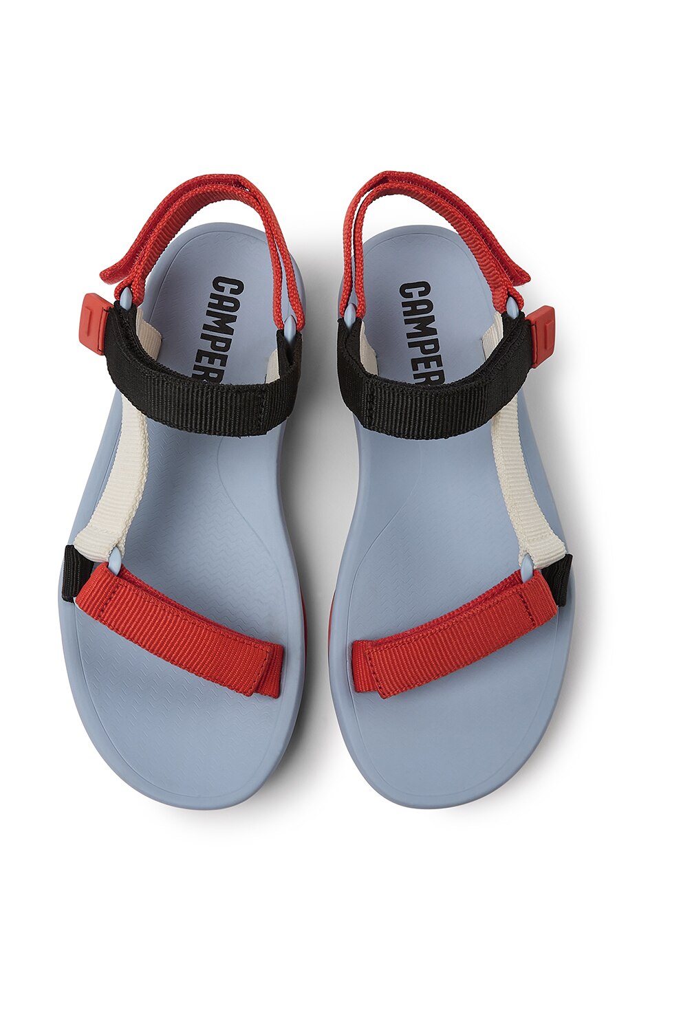 Camper, Sandale cu velcro si model colorblock, Rosu, Alb, Negru, 37 ...