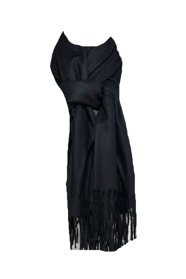 Fular casmir dama uni, Dacali, negru ,180 x 70 cm - eMAG.ro