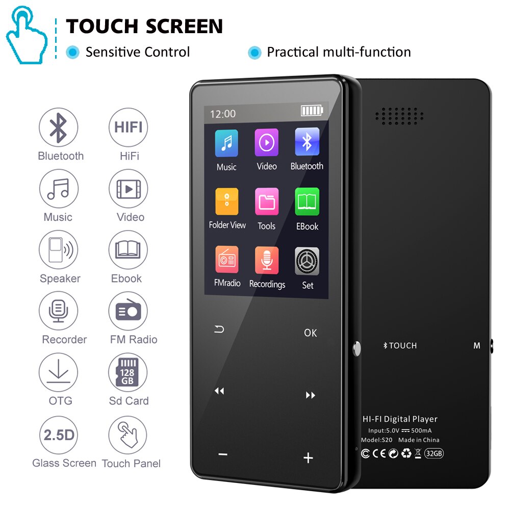 Player MP3, Bluetooth 5.0, HiFi, Radio FM, 2.4'', 32 GB, Negru - eMAG.ro