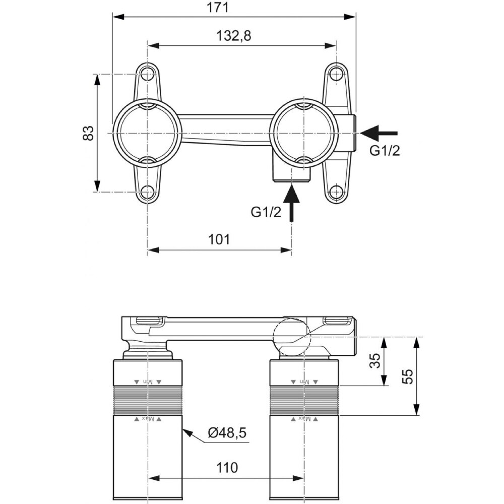 Смесител Ideal Standard Ceraline A6938XG, за вграждане, с включена ...