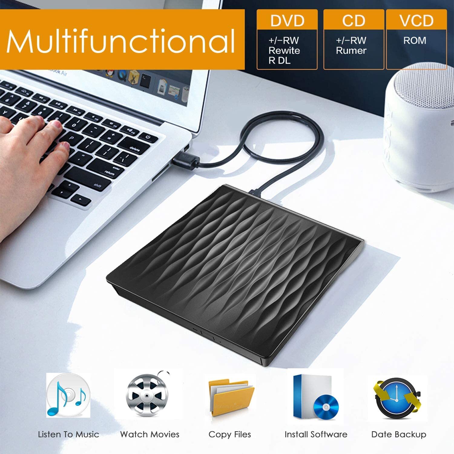 Unitate DVD externa, Taofedo, USB 3.0 Type-C, Negru - eMAG.ro