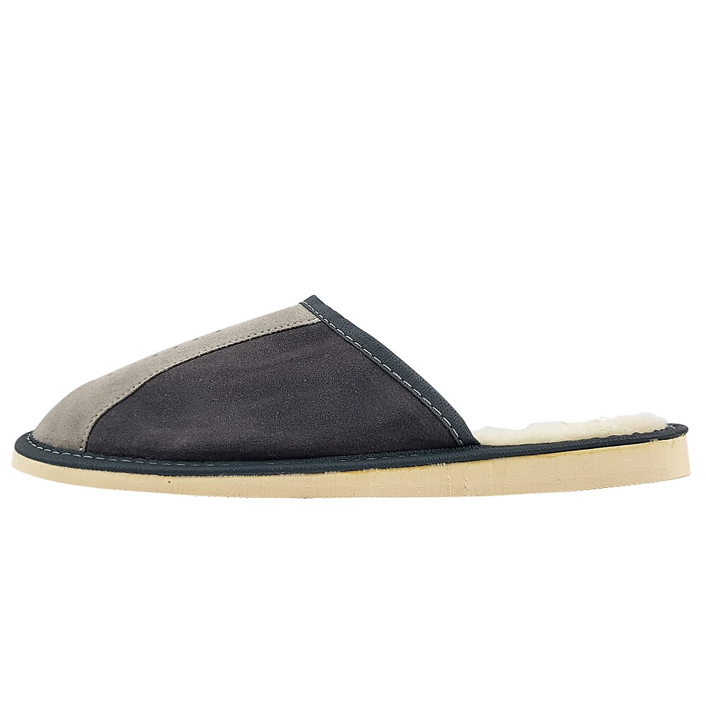 Slapi Barbati Model 'Manhood Soft' Culoare Gri Material Piele Intoarsa ...