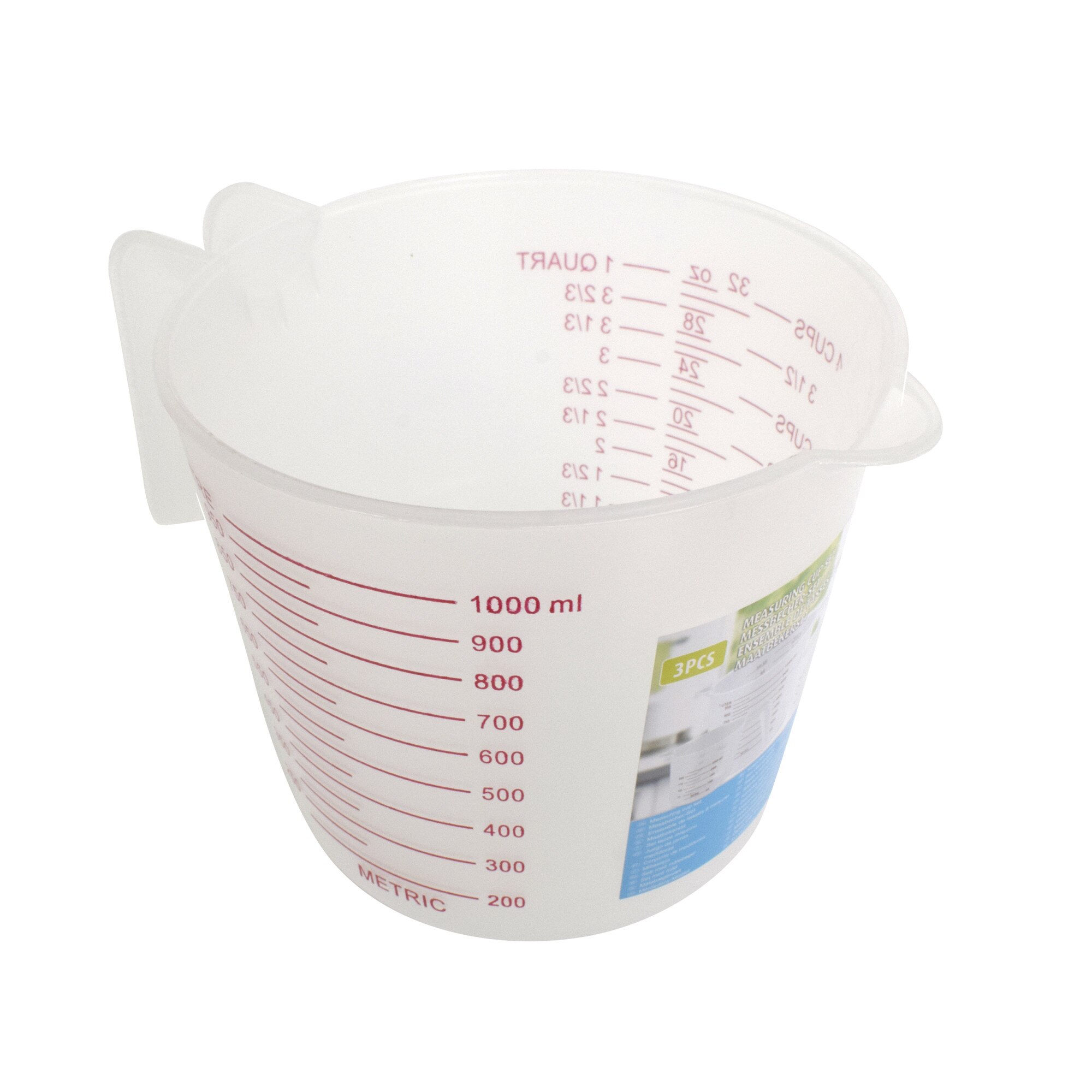 Set 3 cani gradate din plastic,0,25 l,0.50 l,1,00 l, Elegance - eMAG.ro