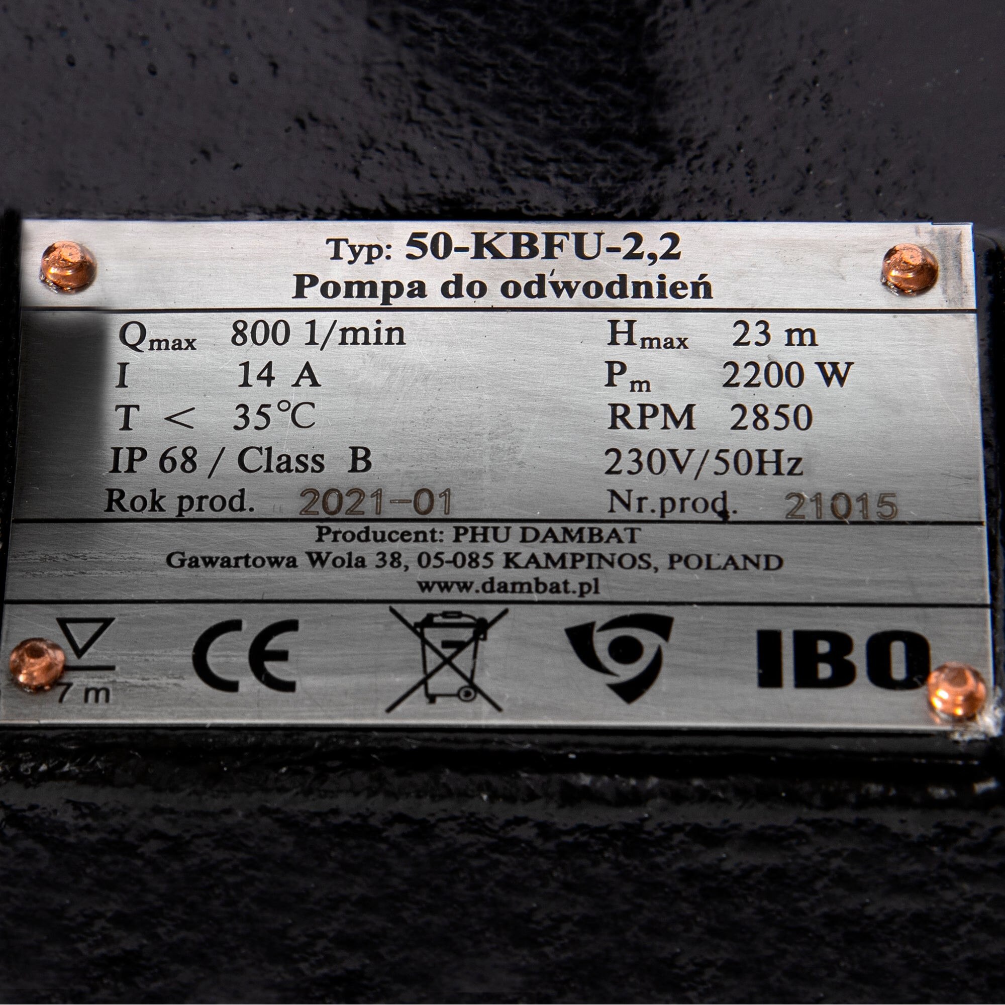 Pompa apa murdara profesionala pentru apa cu noroi / namol IBO Dambat ...