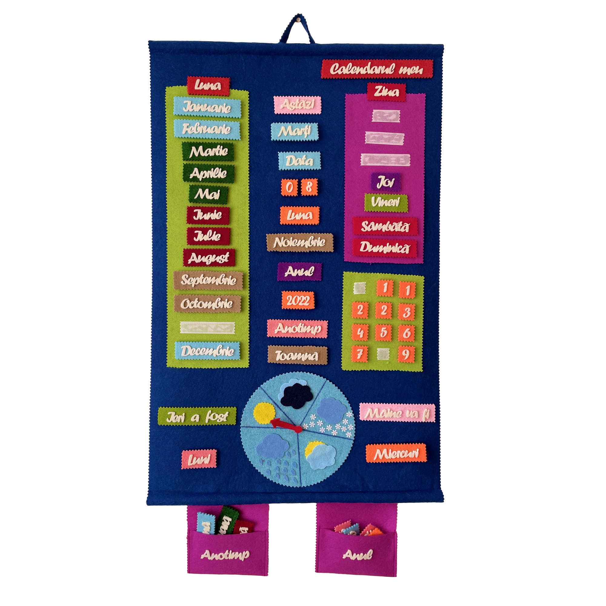 Calendar senzorial din fetru pentru activitati la gradinita si scoala ...