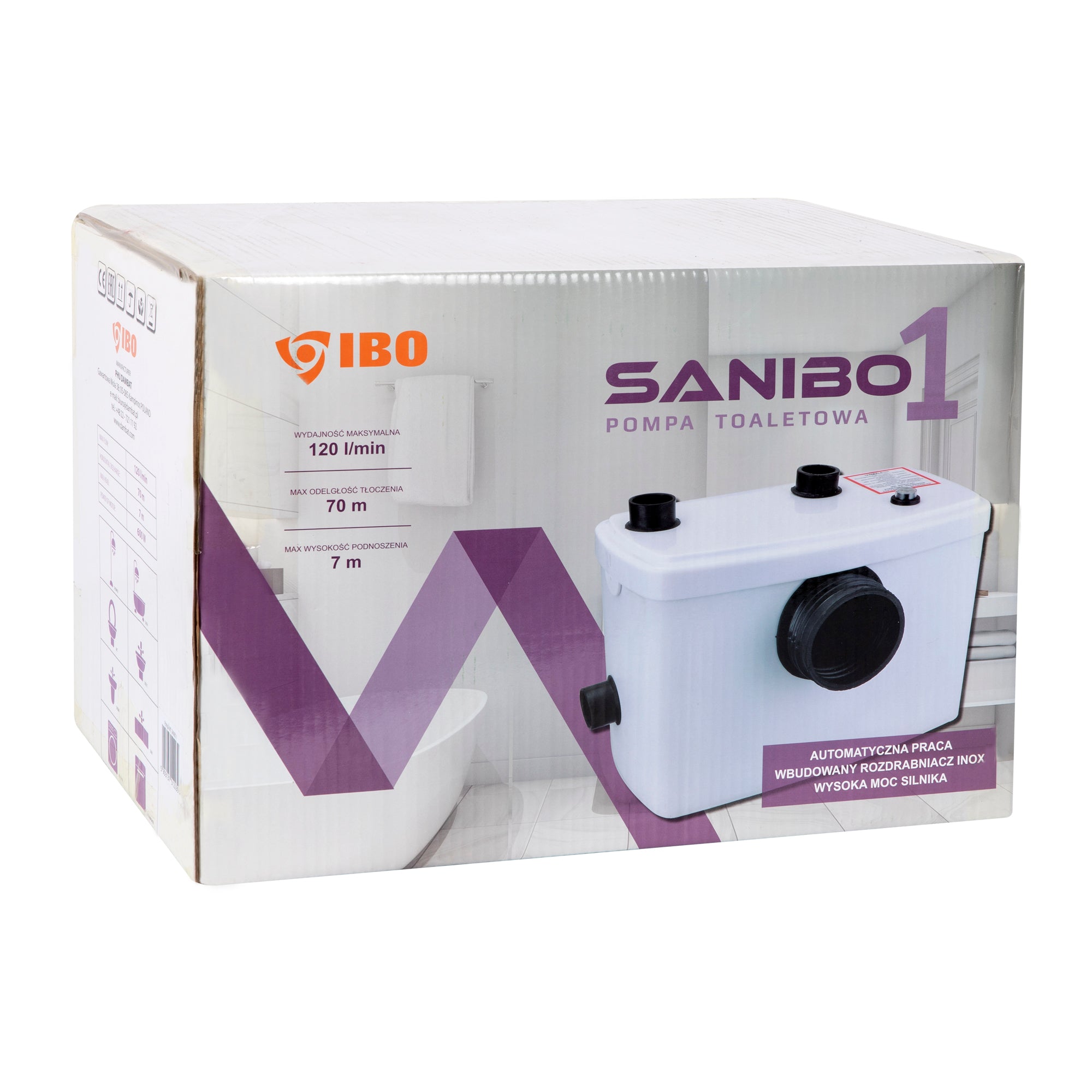 Pompa cu tocator WC IBO Dambat Sanibo1, 600W, 120 l/min - eMAG.ro