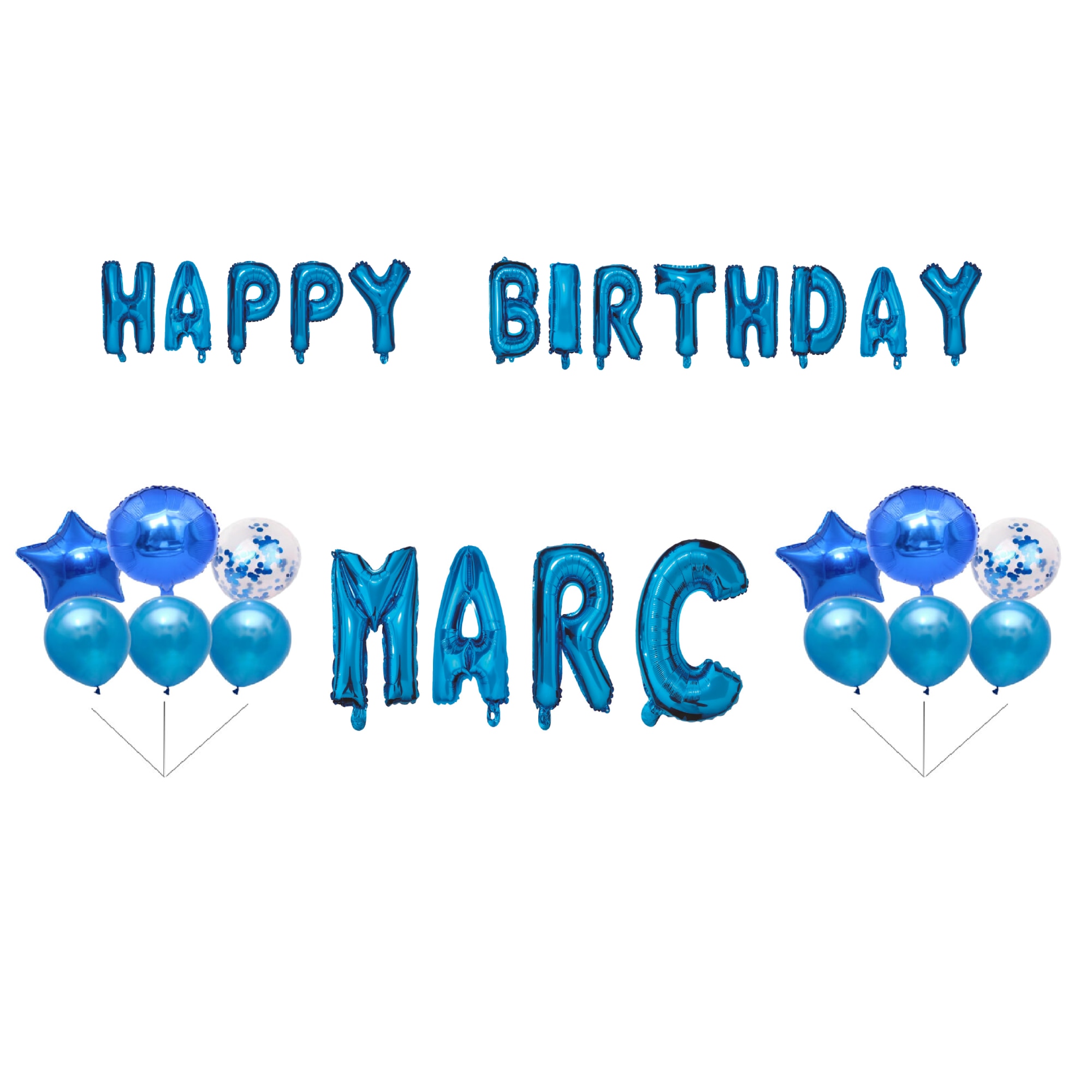 Set Baloane Happy Birthday Marc, Cake topper, Albastru ,35Buc - eMAG.ro