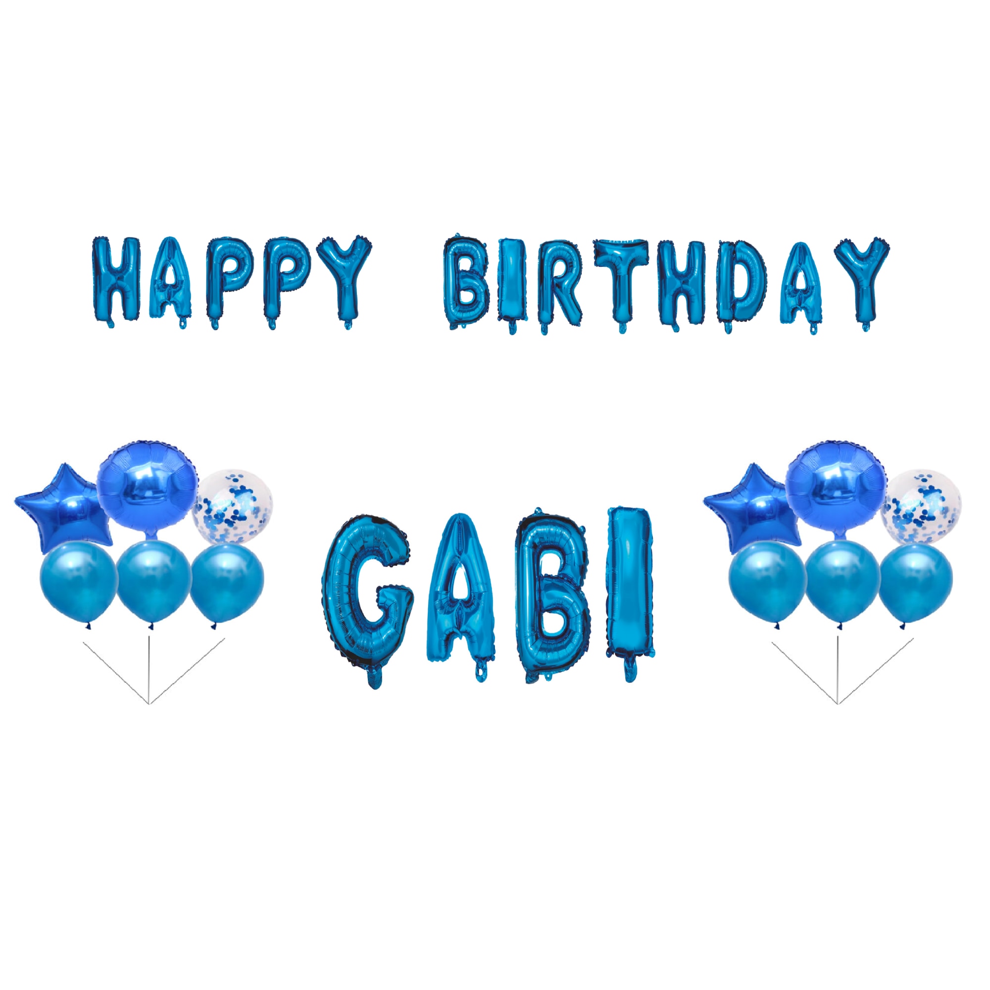 Комплект балони Happy Birthday Gabi, Топер за торта, син, 35 бр - eMAG.bg