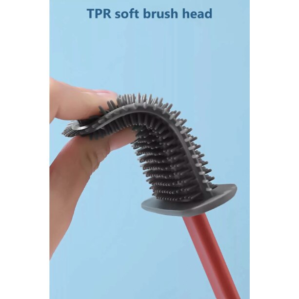 Perie WC din Silicon pentru Vasul de Toaleta, cap flexibil, suport ...