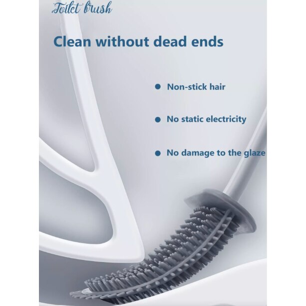 Perie WC din Silicon pentru Vasul de Toaleta, cap flexibil, suport ...