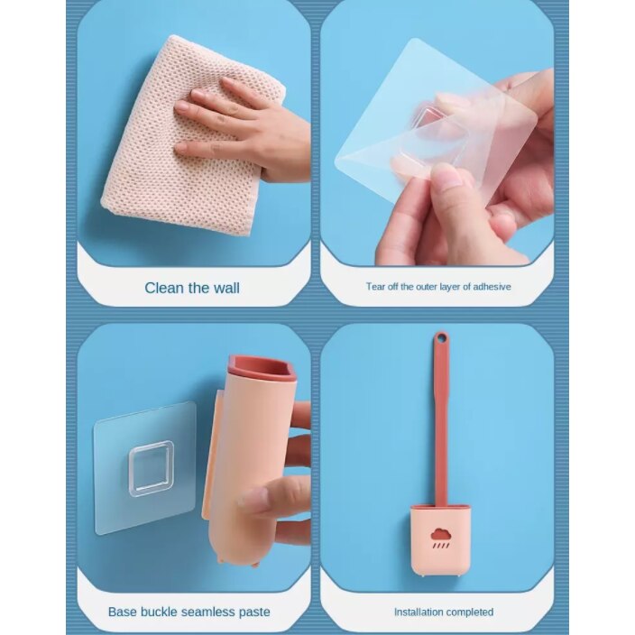 Perie WC din Silicon pentru Vasul de Toaleta, cap flexibil, suport ...