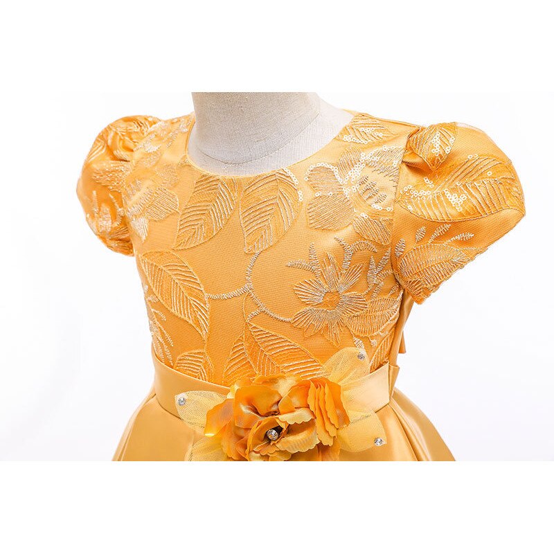 Rochie fete, Poliester, Galben, 140 cm, 11-12 ani - eMAG.ro