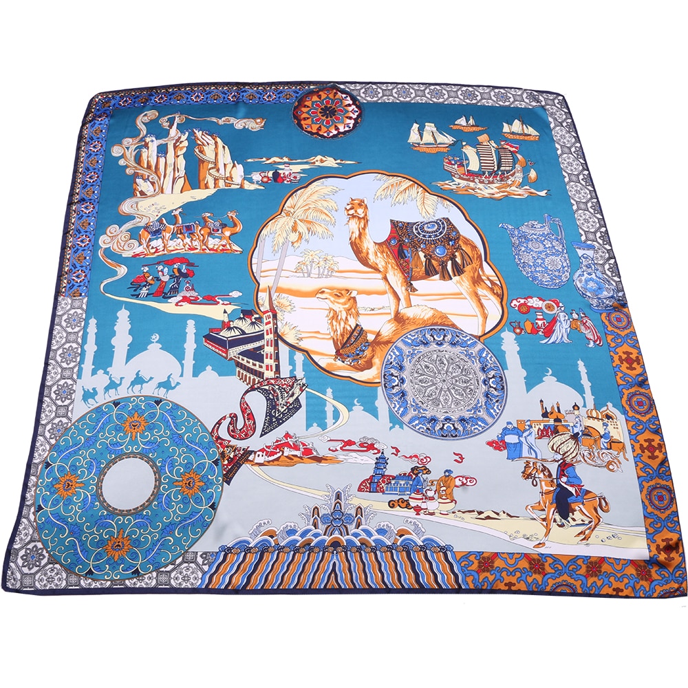 Esarfa dama, de plaja sau promenada, 110 x 110, imprimeu camila, SK17BE ...