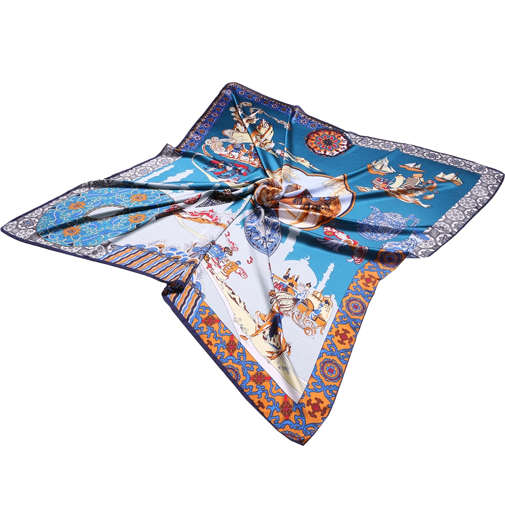 Esarfa dama, de plaja sau promenada, 110 x 110, imprimeu camila, SK17BE ...