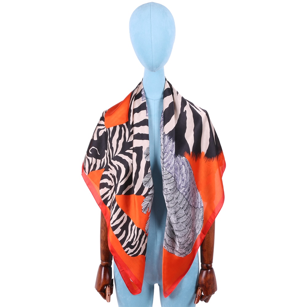 Esarfa dama, de plaja sau promenada, 110 x 110, imprimeu zebra, SK14RD ...