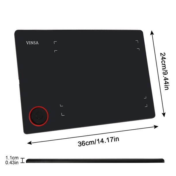 Tableta grafica Vinsa, 10 x 6 inch, 8192, Universal, Negru - eMAG.ro
