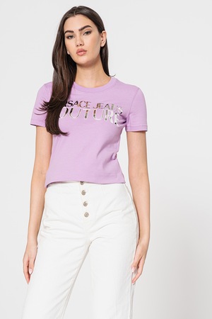 Versace Jeans Couture, Tricou cu logo, Lila, XS - eMAG.ro
